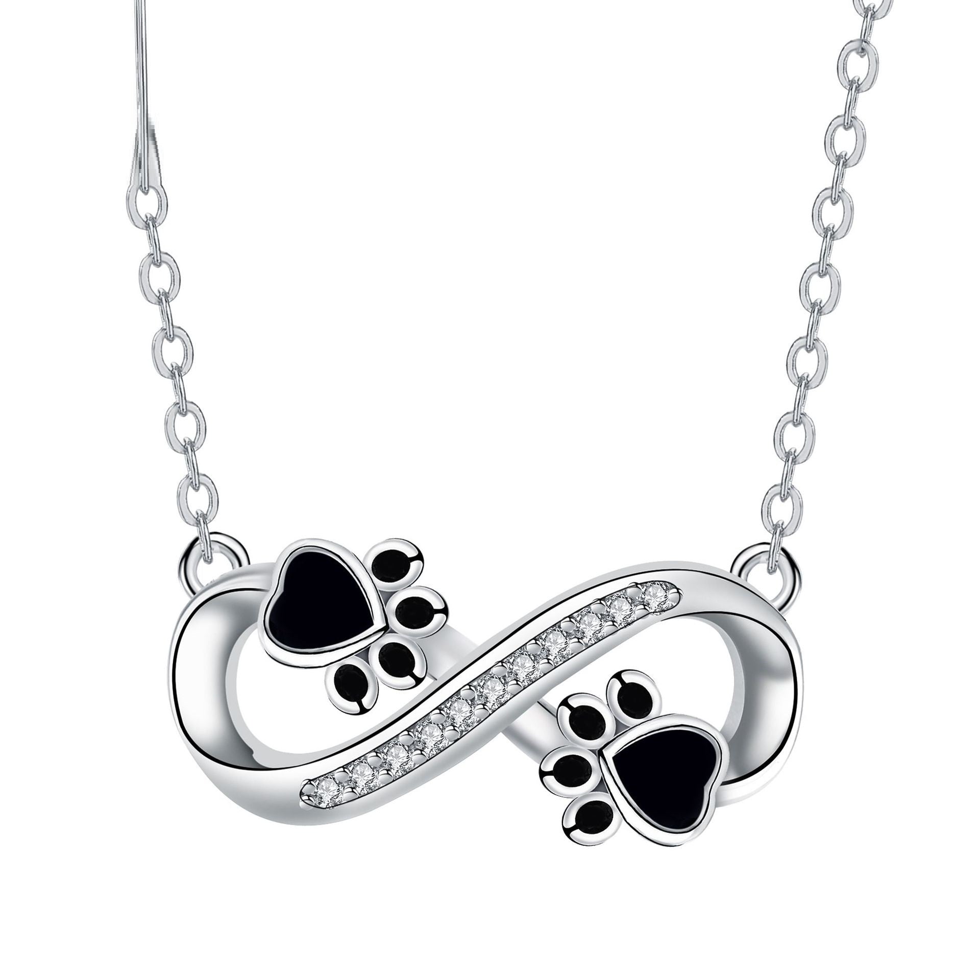 Infinity Paw Print Necklace with Zirconia VIP – Saving The Paws